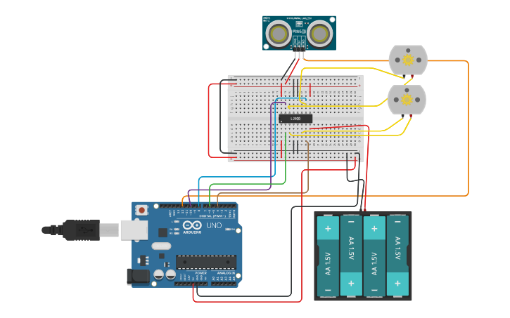 Circuit design Reategui Keny/ evasor de obstaculos - Tinkercad