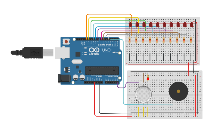 Circuit design Alcohol Breath Analyzer - Tinkercad