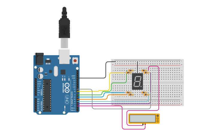 Circuit design Display de 7 segmentos | Tinkercad Circuit design Display de 7 segmentos | Tinkercad