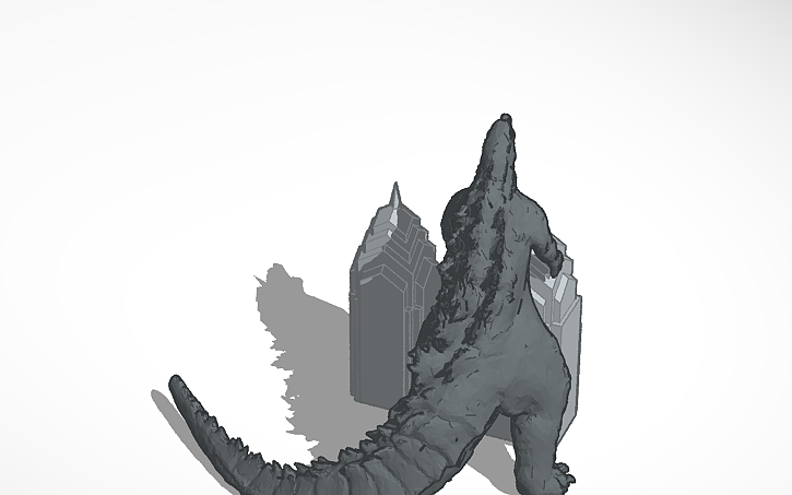 3D design Godzilla vs tanks and super tank - Tinkercad