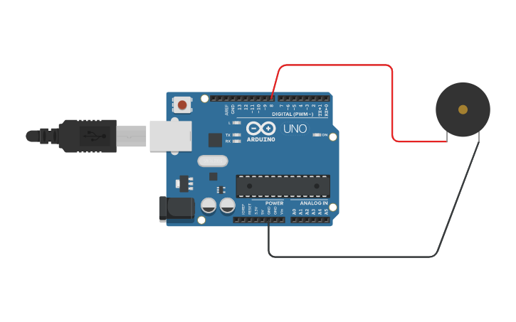 Circuit design Copy of Musik - Starter Code for any song - Tinkercad