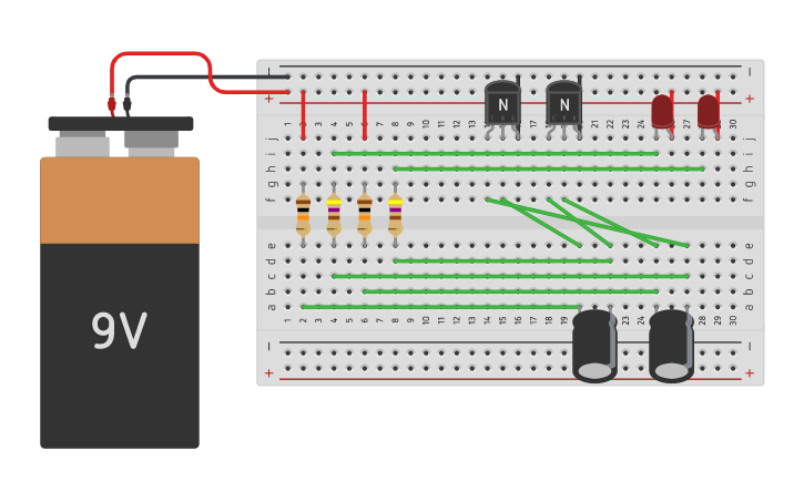 Circuit design Flashing Lights - Tinkercad
