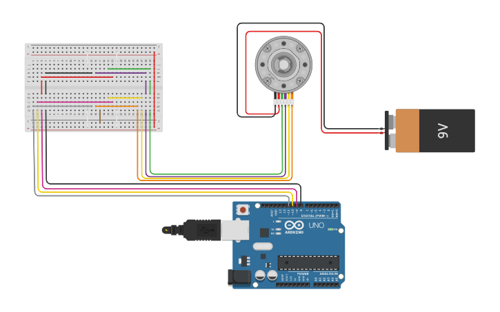 Circuit design motor stepper - Tinkercad