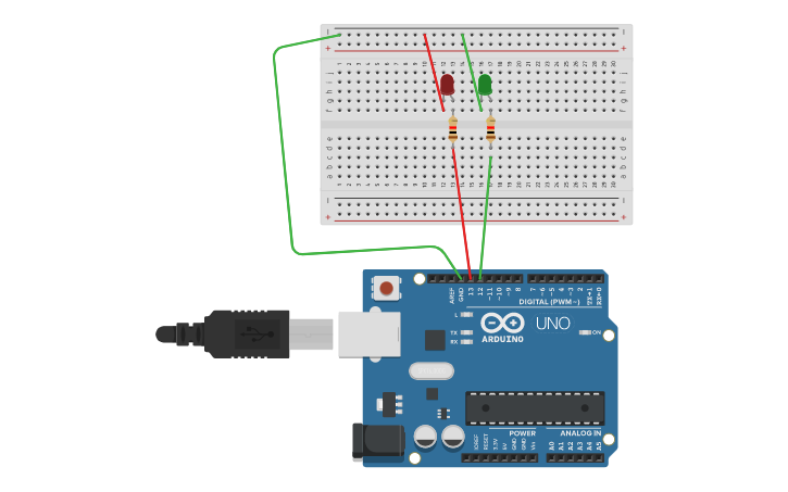 Circuit design Alternate Blinking LED - Tinkercad Circuit design Alternate Blinking LED - Tinkercad