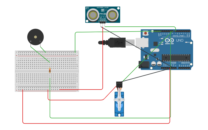 Circuit design Automatic Door - Tinkercad