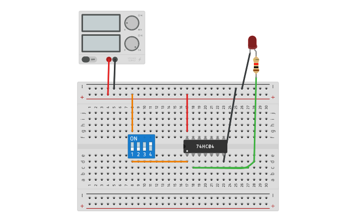 Circuit design NOT GATE | Tinkercad