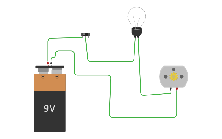 Circuit design apagar y encender bombilla y motor | Tinkercad Circuit design apagar y encender bombilla y motor | Tinkercad