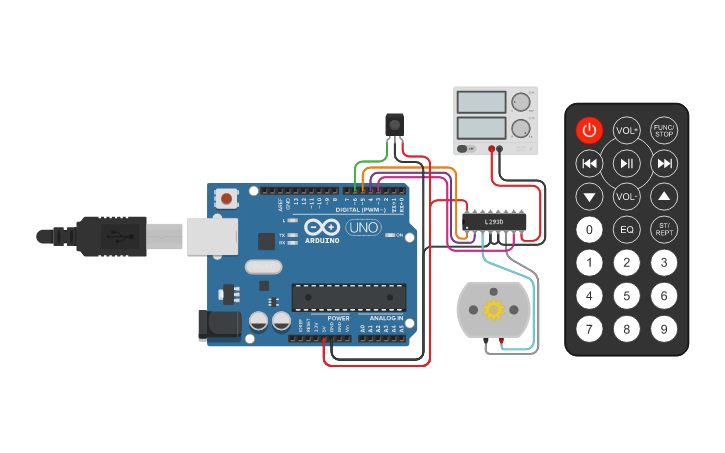 Circuit design DC-Motor control System - Tinkercad