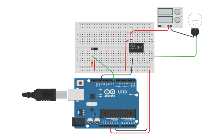 Circuit design Relais (eenpolig, met arduino/schakelaar) - Tinkercad