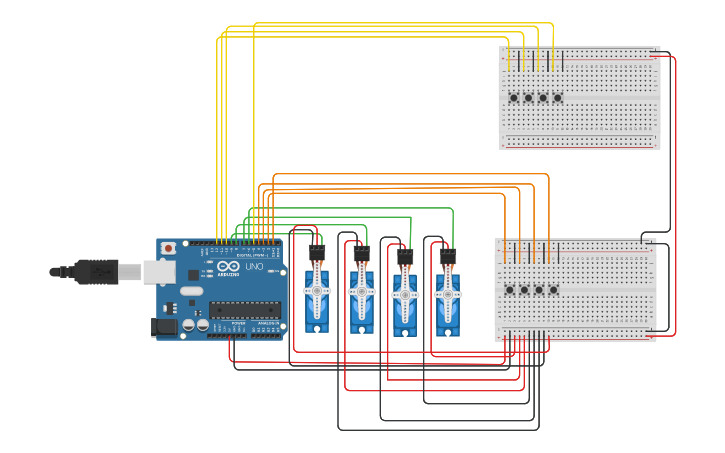 Circuit design Controle bidirecional do micro servo | Tinkercad