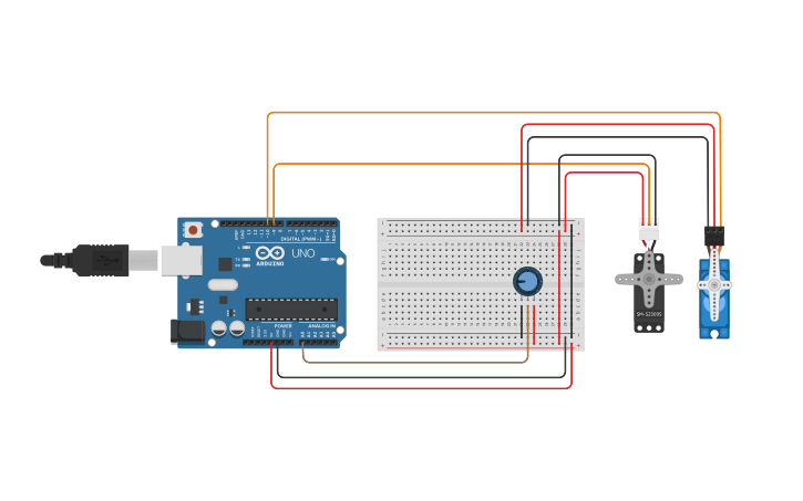 Circuit design Servo Motor Actuator Demonstration | Tinkercad