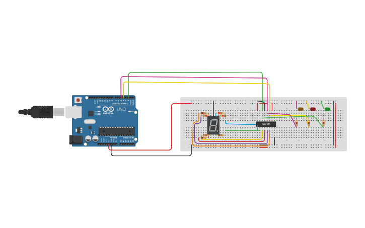Circuit design 7 segmentos arduino - Tinkercad