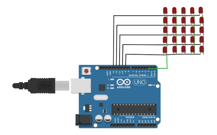 Circuit design Copy of 5x5 LED Matrix - Tinkercad