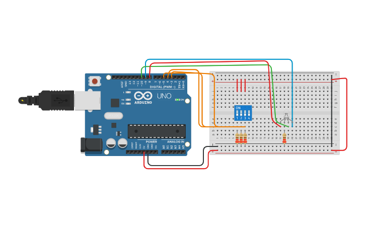 Circuit design foco led con interruptor - Tinkercad