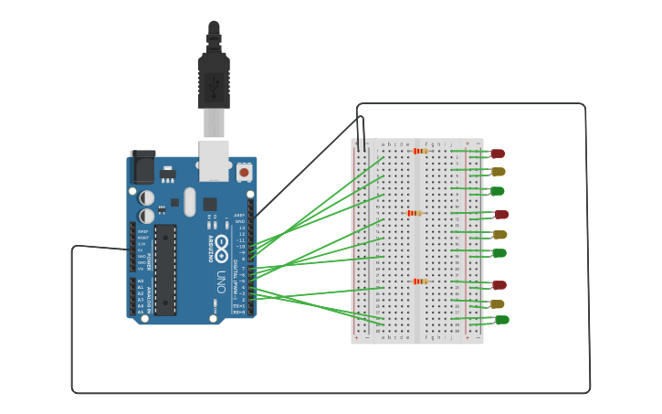 Circuit Design Trafic Light System Using Arduino Tinkercad 0356