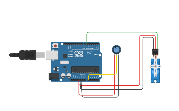 Circuit Design Servo Motor Using Potentiometer Tinkercad