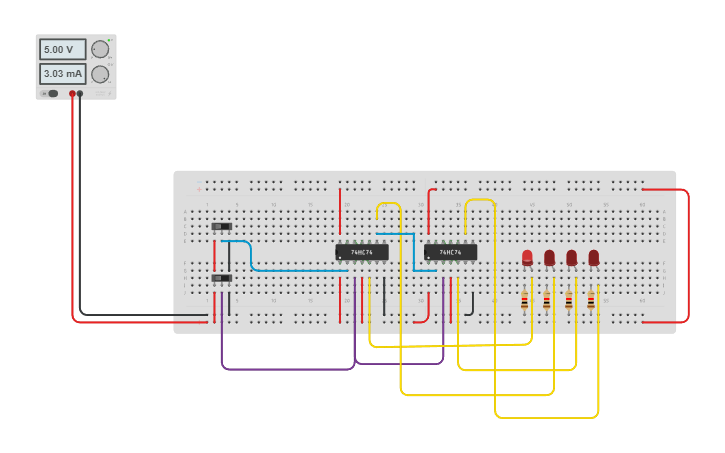 Circuit design Shift-Register - Tinkercad
