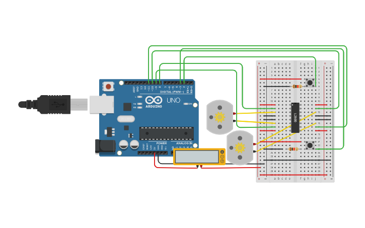 Circuit design DC Motor Controlled By Push Button - Tinkercad