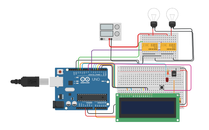 Circuit design Relogio e Termometro | Tinkercad Circuit design Relogio e Termometro | Tinkercad