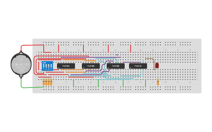 Circuit design Funcion not,and, or - Tinkercad