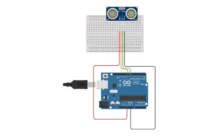 Circuit design HCSR04 | Tinkercad