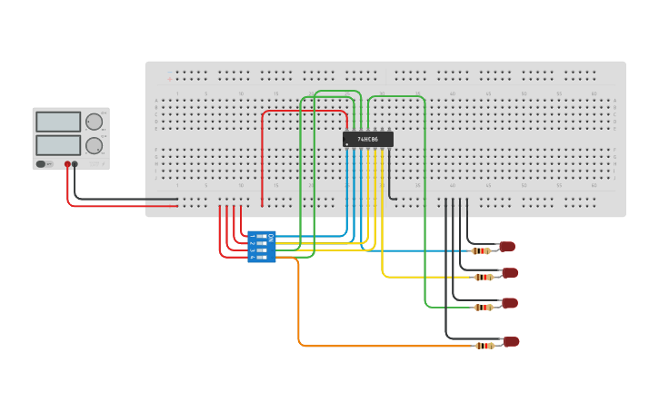 Circuit design Binary to Gray Code | Tinkercad
