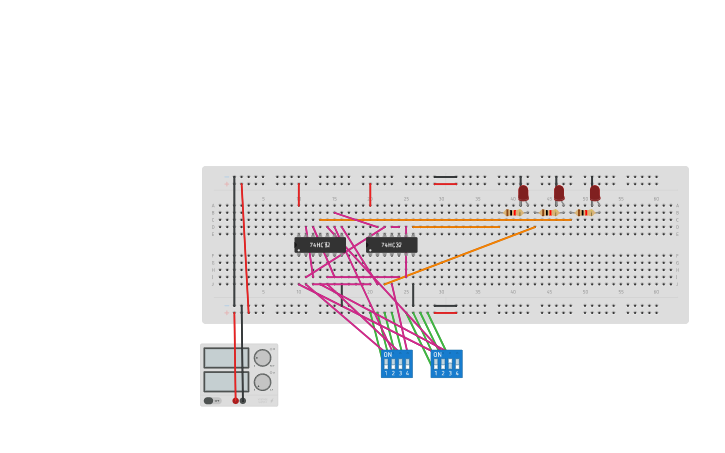 Circuit design 8 to 3 encoder circuit - Tinkercad