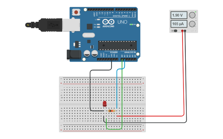 Circuit design Medidor de LED (diodo) | Tinkercad