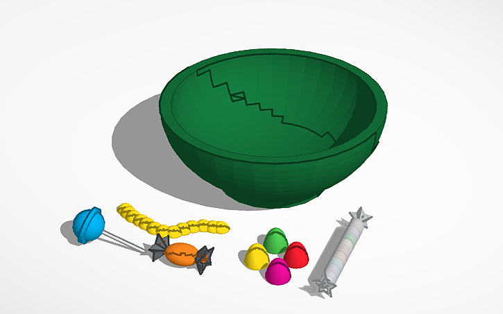 3D design Candies and bowl - Tinkercad