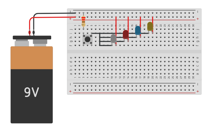Circuit design CIRCUITO EN PARALELO CON RESISTENCIA Y LEDS - Tinkercad