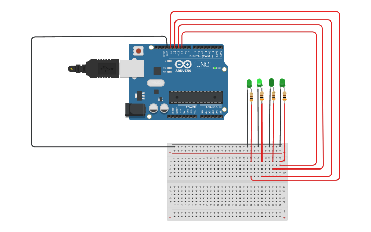 Circuit design led chaser - Tinkercad