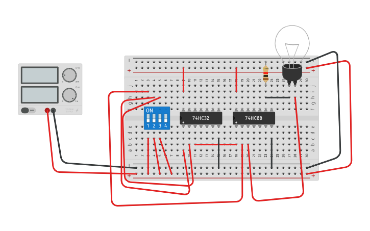 Circuit design DISTRIBUTIVE LAW CASE 1 | Tinkercad