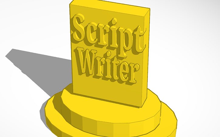 3D design Script Writer Trophy - Tinkercad