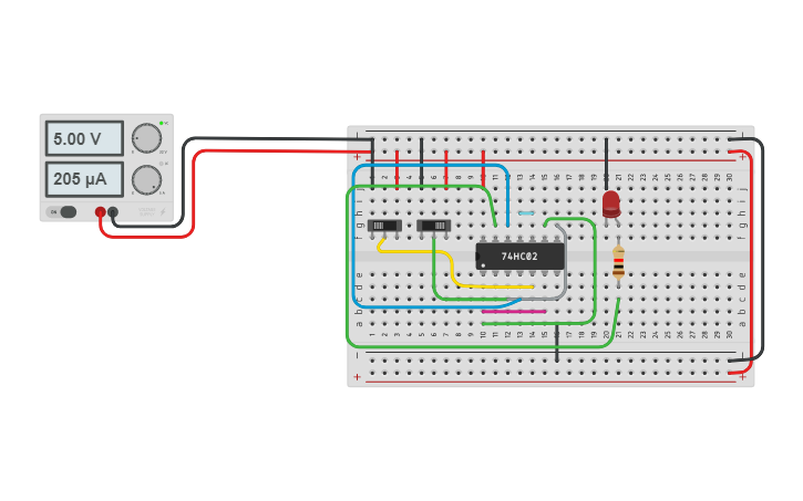Circuit design XNOR Gate using NOR Gate - Tinkercad