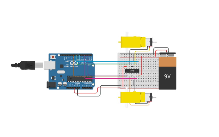 Circuit design PUENTE H PARA CONTROL DE MOTORES - Tinkercad