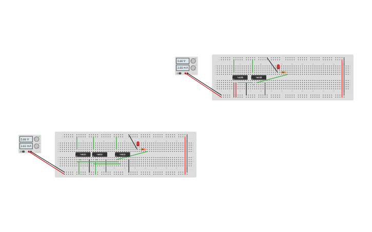 Circuit design AND using NAND and NOR - Tinkercad