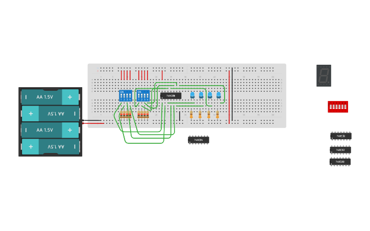 Circuit design AND logic - Tinkercad