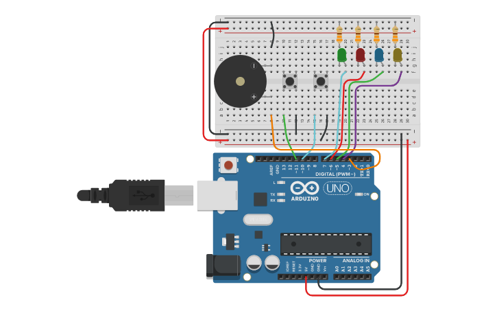 Circuit design JOGO da MEmoria - Tinkercad