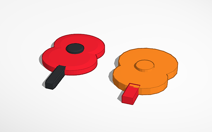 3D design Remembrance Poppy Pin (Anzac Day) - Tinkercad