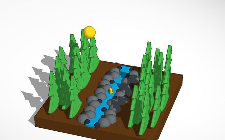 3D design river in forest - Tinkercad