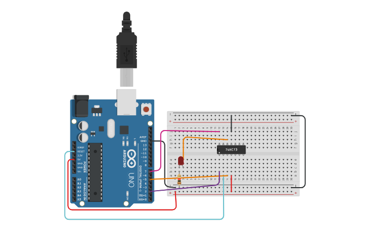 Circuit design 7473 jk IC | Tinkercad