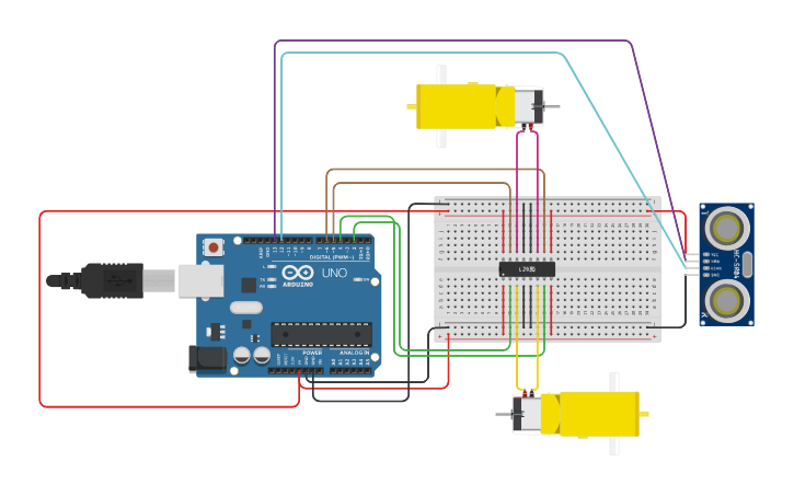 Circuit design IP-2 Obstacle Avoidance Robot | Tinkercad