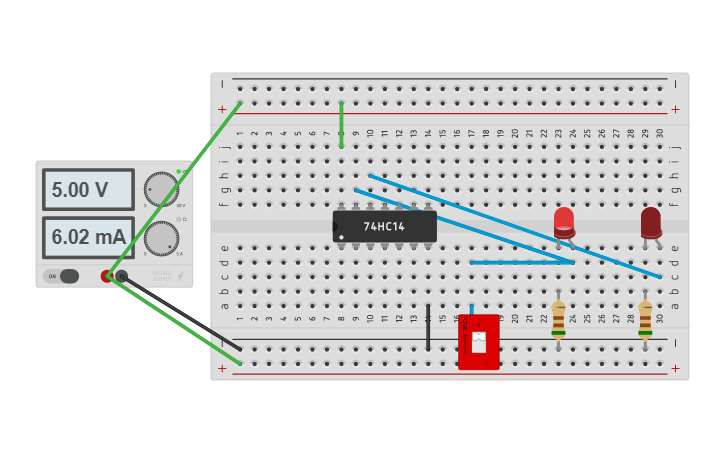 Circuit design 74HC14 - Tinkercad