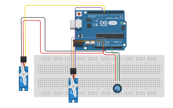 Circuit design motor servo - Tinkercad