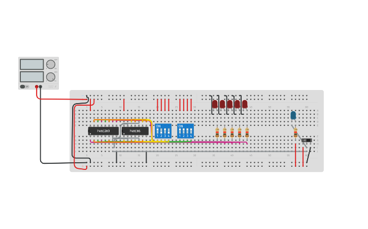 Circuit design 4-Bit Adder-Subtractor (u20105825) - Tinkercad