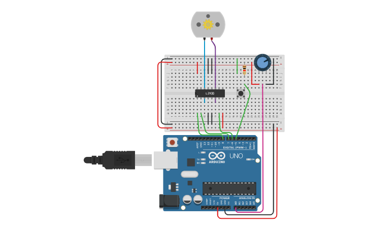 Circuit design Running DC Motor - Tinkercad