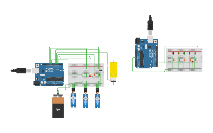 Circuit design Proyecto con 2 arduinos para mejorar notas | Tinkercad