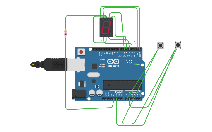 Circuit design dice digital - Tinkercad