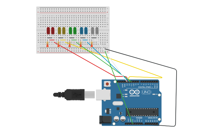 Circuit design светомузика - Tinkercad
