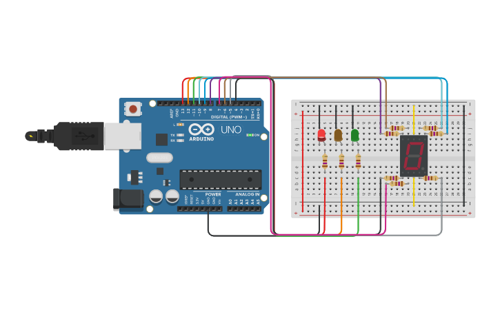 Circuit design STOP LIGHT - Tinkercad
